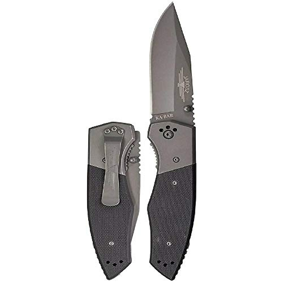 KA-BAR 3086 Jarosz Beartooth Gray Pocket Clip, Straight Edge