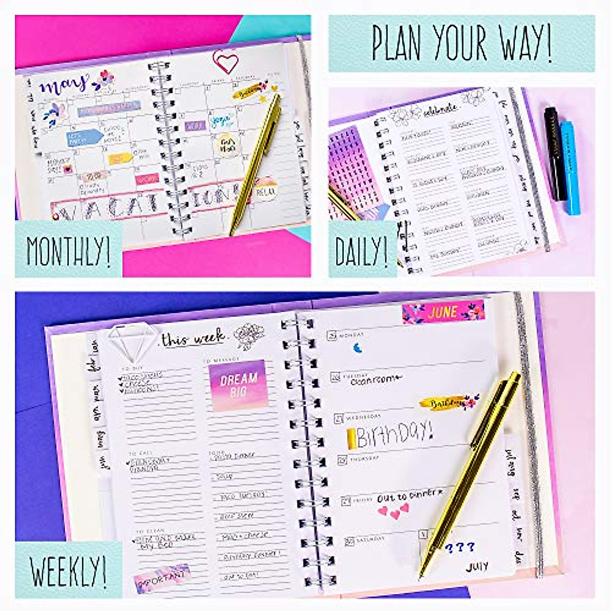 STMT DIY Bullet Journaling Kit for Girls Ages 8+ - Planner, Notebook, Stationery Set