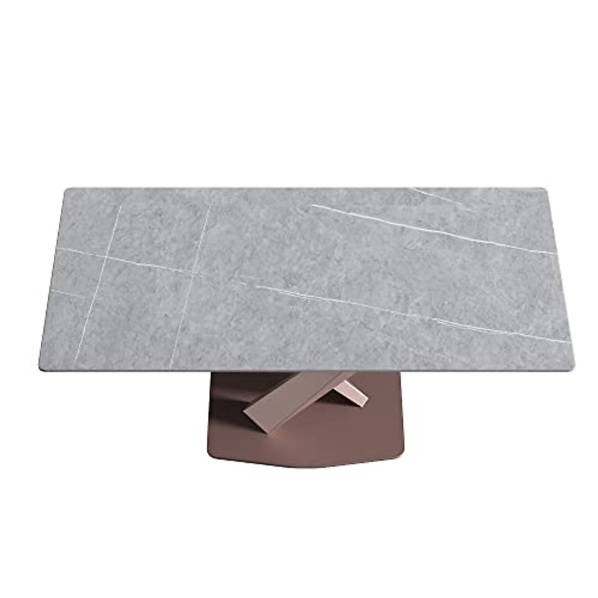 Voohek Kitchen, 70.87 Inches Marble Straight Metal Leg Large Dining Table Can Accommodate 6 to 8 People, Gray#D