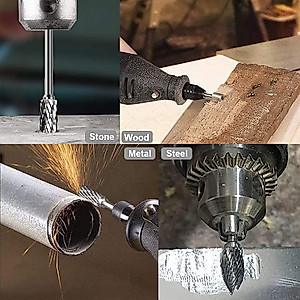 AYSUM 10pcs 1/8 Shank Long Double Cut Tungsten Carbide Burrs for Dremel, Rotary Burr Bits Rotary Files Burr Set for Die Grinder Rotary Tool, 4-Inch Length