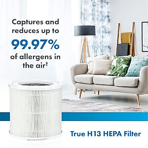 Safe-Mate H13 Air Purifiers Replacement Filter 210 SQFT [19.5M2] [SM049000/KJ130 Compatible] True HEPA Air Filter Removes Pet Allergies, Dust, Smokes, Pollan, Large Particles - Lasts for 180 Days