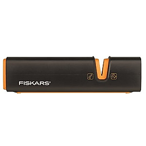 Fiskars XSharp Axe and Knife Sharpener, Ceramic sharpening stone/Fiberglass reinforced plastic case, Black/Orange, 1000601