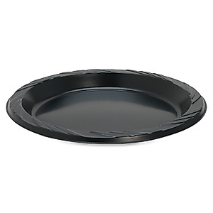 Genuine Joe Round Plastic Black Plates, 9" (Pack of 125)