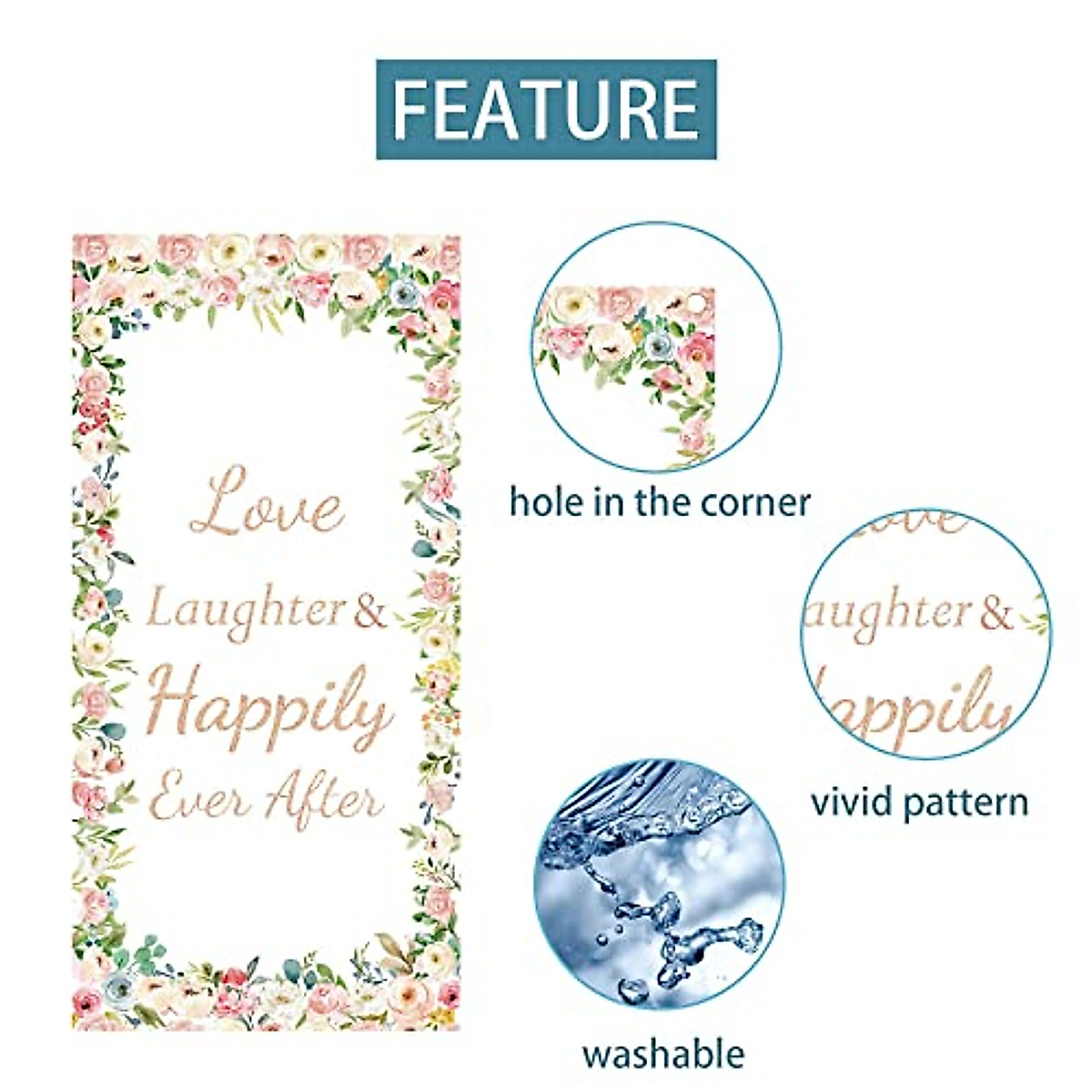 Joyiou Love Laughter Happily Ever After Backdrop Door Banner Decorations, Wedding Engagement Party Gift Sign Supplies, Bridal Shower Door Cover Photo Booth Props Décor