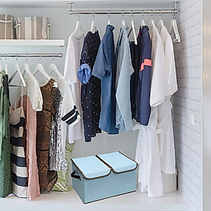 Storage Boxes with Double Lids and Handles, Collapsible Linen Storage Bins Organizer Clothes Baskets Cube with Removable Divider for Home Bedroom Closet Office Dorm (Green)