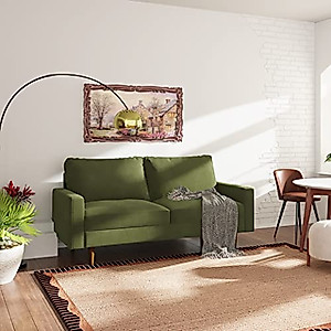 SILKIR 3-Person Couch for Living Room | Perfect for: Apartment/Studio/Office & Small Space | Velvet Fabric | Fast and Easy Assembly | (Olive Green) Modern Contemporary Mid-Century, 70 Inch Sofa