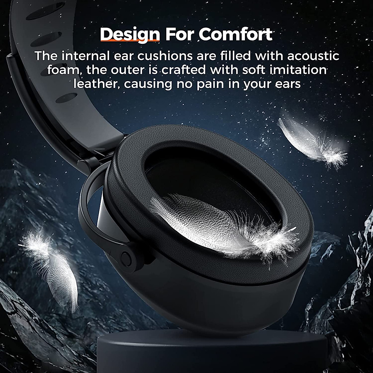 SNR 31dB Noise Blocking Earmuffs, Noise Cancelling Headphones for Autism, Foldable Ear Hearing Protection Ear Muffs with Flexible Headband, Safety Earmuffs for Shooting/Mowing, with Carrying Bag