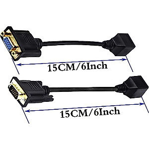 zdyCGTime RJ45 to VGA Cable, VGA 15-Pin Port Female&Male to RJ45 Female Cat5/6 Ethernet LAN Console for Multimedia Video（15CM/6Inch） 2Pack