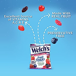 Welch's Fruit Snacks, Berries 'n Cherries, Perfect for School Lunches, Gluten Free, Bulk Pack, Individual Single Serve Bags, 0.8 oz (Pack of 40)