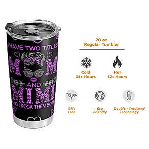20oz Purple Jewelry Crystal Butterfly Flowers Mom and Mimi Tumbler, Mother, Grandma, Nana Gifts, Coffee Thermos for Women, Stainless Steel Double Wall Vacuum Insulated Coffee Mug, Travel Cup with Lid