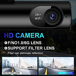 Dash Cam with 4K Front and Inside 1080P Recording, Wireless Dual Car Camera with Night Vision and 24/7 Parking Mode - Perfect for Uber and Baby Car Monitoring (64GB Micro SD Card Supplied)