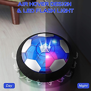 OASO Kids Toys Hover Hockey Soccer Ball Set with 3 Goals, Rechargeable Floating Air Soccer Ball with Led Light and Foam Bumper, Indoor Outdoor Sports Games Toys Gifts for Boys Girls Aged 3 4 5 6-12