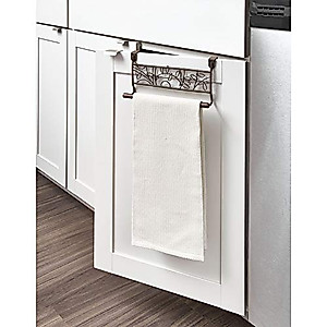 iDesign Twigz Metal Over the Cabinet Dish and Hand Towel Bar Holder for Kitchen, Bathroom, 5.6" x 2.4" x 9.7", Bronze