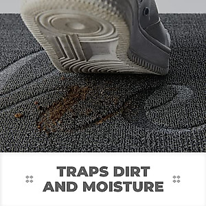 MatEssenz Front Door Mat, Durable Hello Door Mat Outdoor, Resist Dirt Welcome Mat for Shoes Scraper, Low Profile Indoor Door Mats, Doormat for Entrance, Garage, High Traffic Area(17X30, Grey)