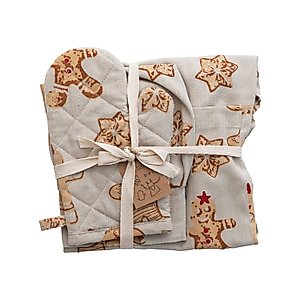 Creative Co-Op Printed Cotton Children's Apron, Chef Hat, and Hot Mitt