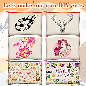 Abbylike 50 Pcs Sublimation DIY Blank Canvas Pencil Case Canvas Makeup Bags Canvas Pencil Pouch Bulk Canvas Heat Transfer Pouch Multipurpose Cosmetic Bag for Travel DIY Craft (7.87'' x 5.51'')