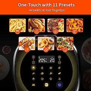 Ultenic K10 5.3QT Air Fryer Oven Combo, One-Touch Screen with 11 Presets, Complete APP Control Including Customizable Smart Cooking Programs and Over 100 Recipes, Nonstick and Dishwasher-Safe Basket