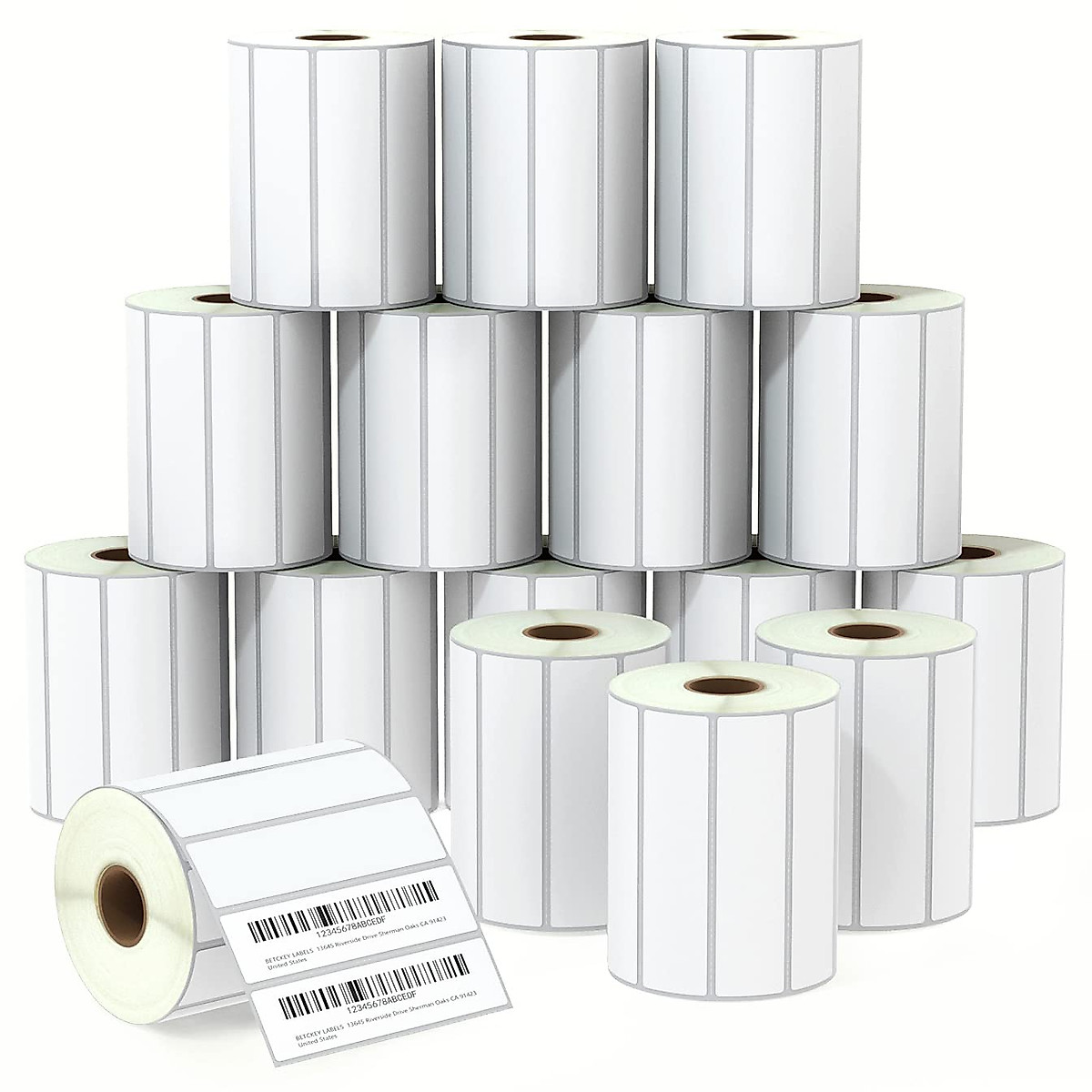 BETCKEY - 4" x 1" (102 mm x 25 mm) Multipurpose Labels Compatible with Zebra & Rollo Label Printer,Premium Adhesive & Perforated [2 Rolls, 2750 Labels]