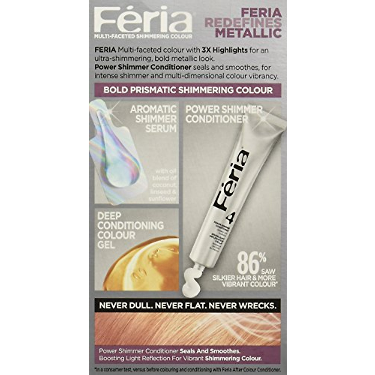 L'Oreal Paris Feria Multi-Faceted Shimmering Permanent Hair Color, 822 Rose Gold (Medium Iridescent Blonde), Pack of 1, Hair Dye