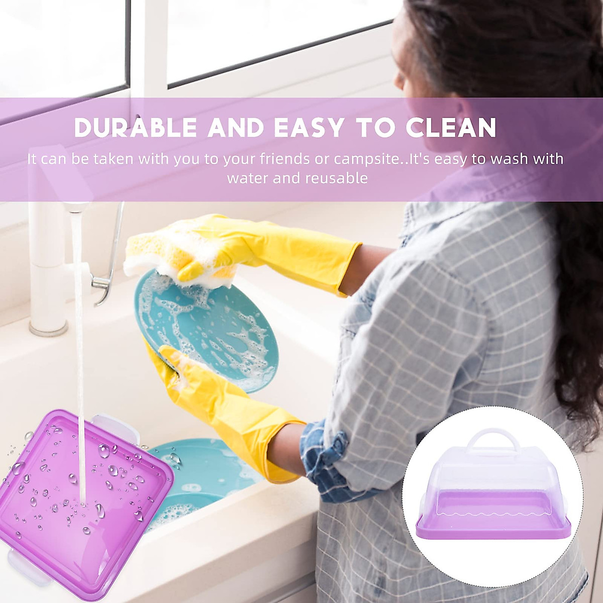 LIFKOME Portable Cake Carrier Handle Cake Container Holder Lid Cake Stand Transport Storage