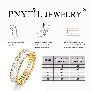 PNYFIL 8Pcs Emerald Cut Eternity Stackable 14K Gold Rings for Women - Baguette Ring, Dainty Rings for Women, Non-Tarnish Gold Rings, Stackable Rings for Women & Fashion Rings Set