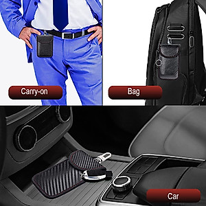 Middrivr 2Pcs Car RFID Signal Blocking Key Fob Protector, Signal Blocker Pouch for Car, RFID Security Shield Bag, Universal Carbon Fiber Anti-Theft Car Keys Faraday Pouch with Keychain Holder