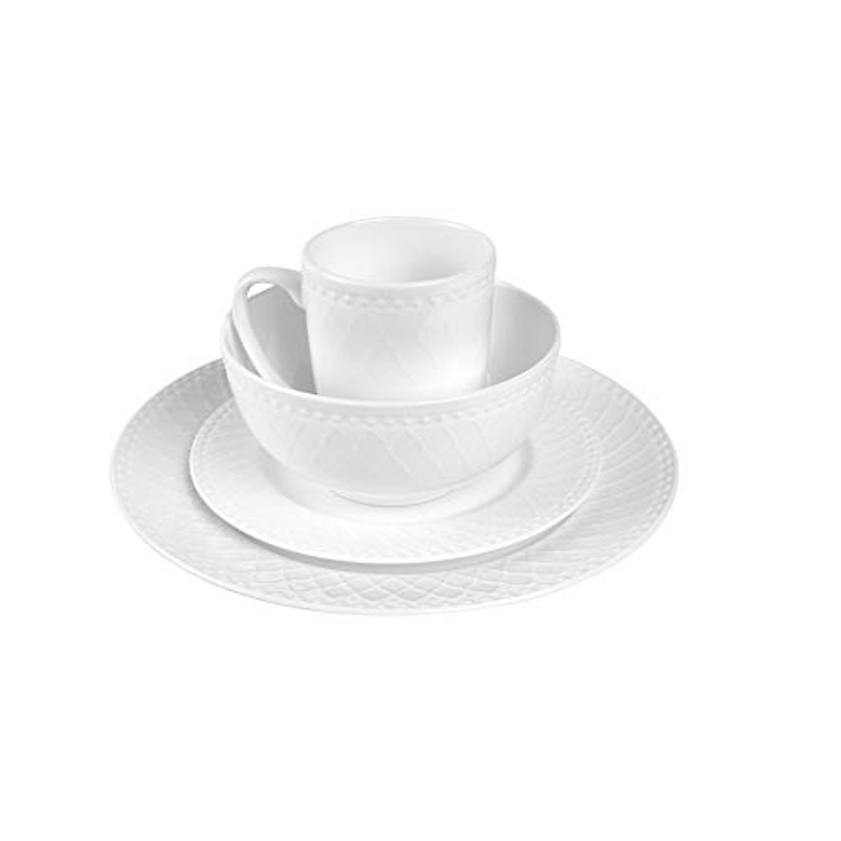 Stone Lain Alexandria 32-Piece Dinnerware Set Bone China, White