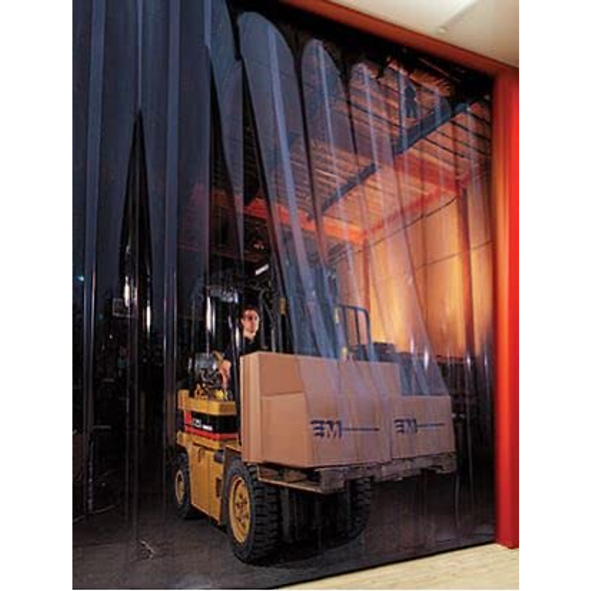 Strivide - Vinyl Plastic Strip Curtain Door Kit 168 in. (14 ft) Width x 108 in. (9 ft) Height Clear Ribbed 12 in. Strips with 100% Overlap