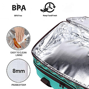 MIER Insulated Double Casserole Carrier Bag Thermal Lunch Tote for Lasagna Lugger, Potluck Parties, Picnic, Beach, Fits 9 x 13 Inches Baking Dish, Casserole Dish, Expandable by Mid Zipper, Teal