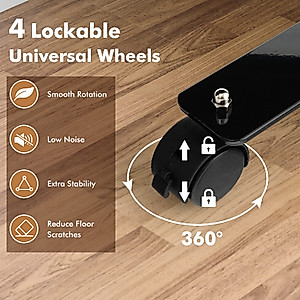 Giantex Room Divider Large Single Panel, 73''W x 73''H Privacy Screen with Lockable Wheels, Rolling Room Divider Panel for Home Office Studio, Partition Fabric Wall Divider for Room Separation, Brown