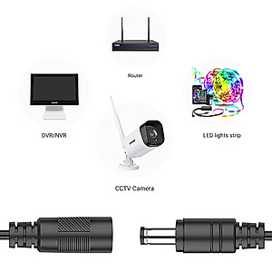 2-Pack 10ft DC Extension Cord 5.5mm x 2.1mm, Universal DC 12V Power Extension Cable for Security Camera, LED Strip, CCTV IP Surveillance, 5V 9V 24V 12 Volt Male to Female Plug Supply Adapter