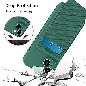 MZELQ Wallet for iPhone 13 Case, Hide Push-Pull Card Holder Camera Protection Luxury Cover + Screen Protector, Card Slot Case Elegant iPhone 13 Phone Case -Green