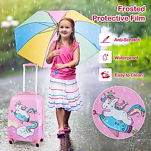 Olakids Kids Luggage Set, 12’’ Travel Backpack and 18’’ Carry on Suitcase with Wheels for Children Boys Girls, 2 Pcs Rolling Spinner Trolley Case Gift for Toddlers (Pink Unicorn)