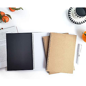 Spiral Notebook, 3Pack Spiral Journal, Thick Pure White Paper 120 Pages Wirebound Notebooks, Sketch Pads& Planner（Black)