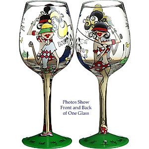 Bottom's Up 15-Ounce Fore Handpainted Wine Glass