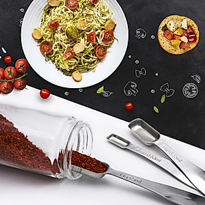 CATOOMUU Measuring Spoons Set of 10, Heavy Duty Stainless Steel Metal Teaspoons Tablespoons, for Dry or Liquid