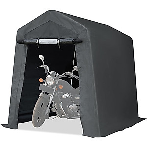 ADVANCE OUTDOOR 6X8 ft Outdoor Portable Storage Shelter Shed with 2 Rolled up Zipper Doors & Vents Carport for Motorcycle Waterproof and UV Resistant Anti-Snow Portable Garage Kit Tent, Gray