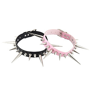 FNQUFUJ Long Spiked Choker Punk Collar Necklace Goth decor Jewelry Gothic Accessories (black)