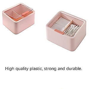 Storage Organizer, Bathroom Organizer Cotton Pad, 2 Grids Separate Cotton Swabs Dispenser, Plastic Storage Box  for Bathroom Home Office Storage (Pink)