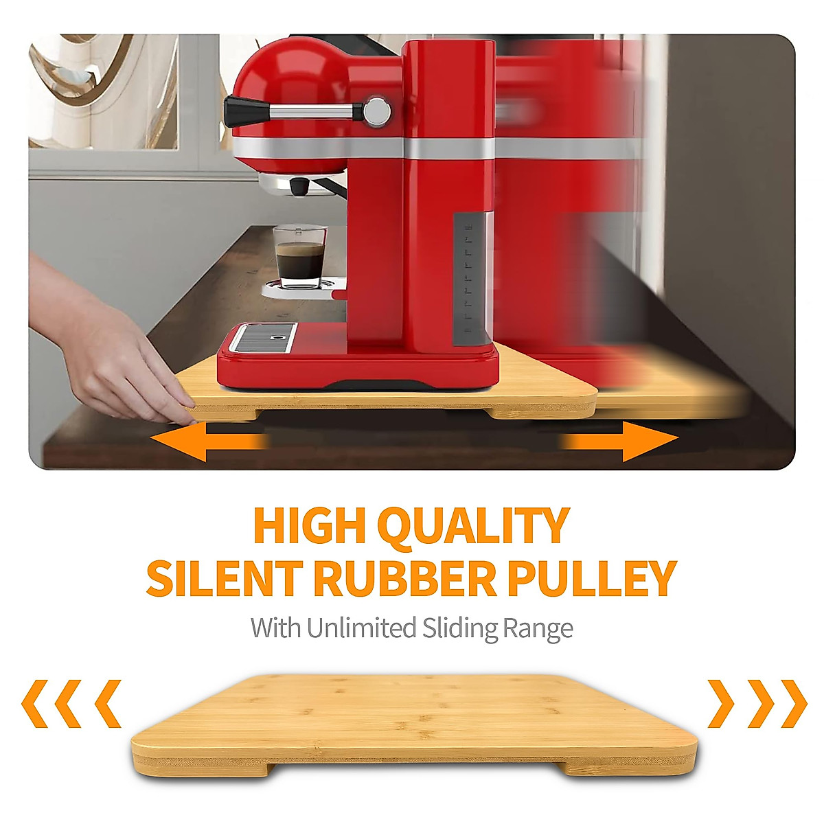 Appliance Slider for Kitchen Small Appliances, Coffee Maker Slider for Counter, Sliding Tray for Stand Mixer, Air Fryer, Espresso Machine, Ideal for Countertop and Under Cabinet Use(14.2"W x 11.7"D)