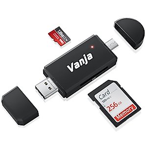 Vanja SD Card to USB Adapter, 3-in-1 USB-C USB-A Micro USB SD Card Reader,Trail Camera Memory Card Reader for PC/Laptop/Phone/Tablet, for SD SDXC SDHC MMC RS-MMC microSDXC microSD microSDHC UHS-I Card