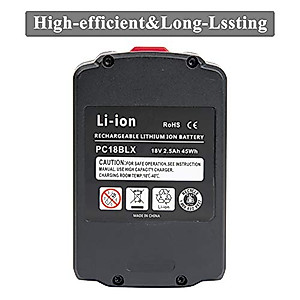 Cell9102 Replacement Porter Cable 18V Battery and Charger Starter Kit， PC18B Lithium Battery and Charger PCXMVC Compatible with Porter Cable 18V Cordless Power Tools,Capacity Output 2.0Ah