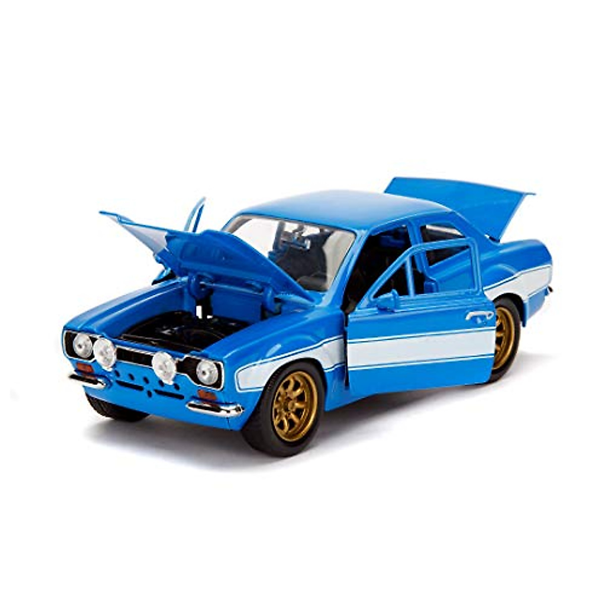 Jada Toys 1:24 Fast & Furious - Brian's Ford Escort RS2000 Mk1, Blue With White Stripes