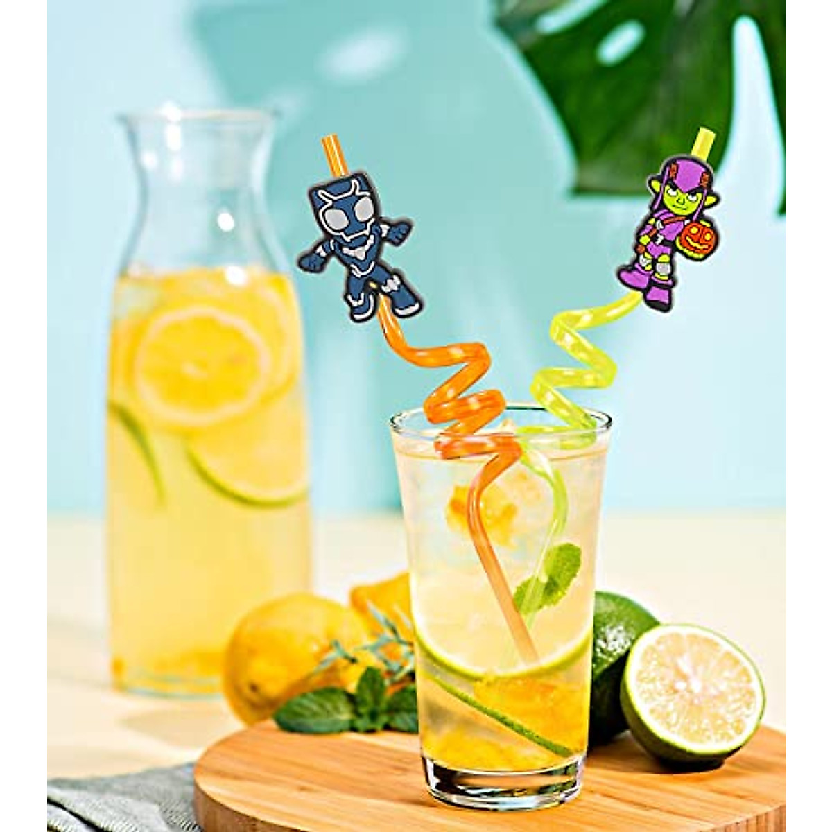 25pcs Spider Party Favors Reusable Drinking Straws, 10 Designs Amazing Friends Birthday Party Supplies with 2 Cleaning Brush