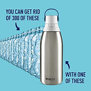 Brita Insulated Filtered Water Bottle with Straw, Reusable, Stainless Steel Metal, 32 Ounce