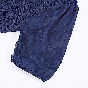 BBIQI Women's Summer Women's Puff Sleeve Crewneck Flowy Midi Dress Pink Dresses Stereoscopic Ruffle Floral Dresses Graduation Dress