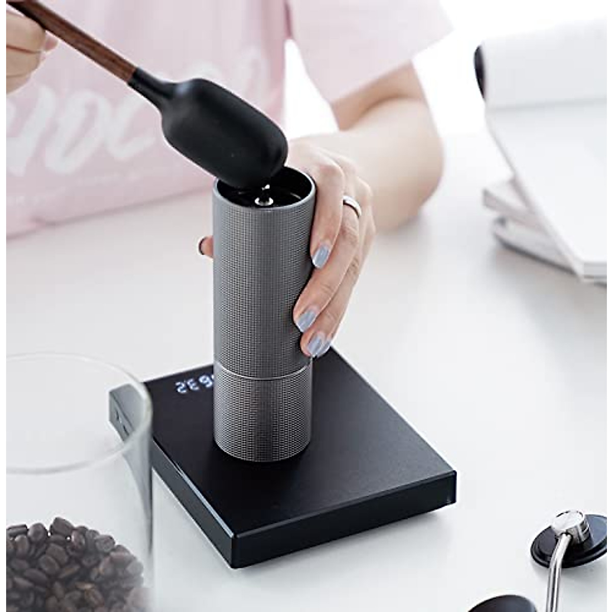 TIMEMORE Manual Coffee Grinder Hand Coffee Grinder Stainless Steel Conical Burr Chestnut C2 MAX Internal Adjustable Setting Capacity 30g French Press Coffee for Travel, Camping, Home (Black C2 MAX)