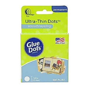 Glue Dots, Ultra-Thin Dots, Double-Sided, 3/8", 300 Dots, DIY Craft Glue Tape, Scrapbooking Dots, Sticky Adhesive Glue Points, Liquid Hot Glue Alternative, Clear