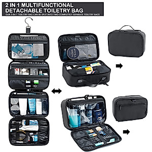 Toiletry Bag for Men, Hanging Travel Bag for Toiletries, Shaving Bag for Men Travel, Toiletry Bags for Traveling, Large Travel Size Toiletry Organizer (Upgraded) , Travel Case Kit Accessories