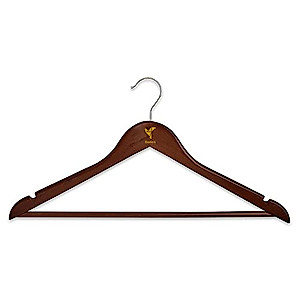 Wooden Hangers for Shirts,Jackets,Pants,Suits and Coats Hangers with Non Slip Bar ,Precisely Cut Notches-360-Degree Swivel Chrome Hook-Smooth Finish Clothes Hanger 5 Pack Heavy Duty Hangers by Darios
